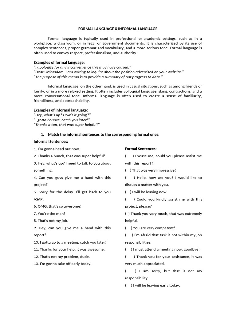 Formal Language X Informal Language | PDF | Grammar | Human Communication