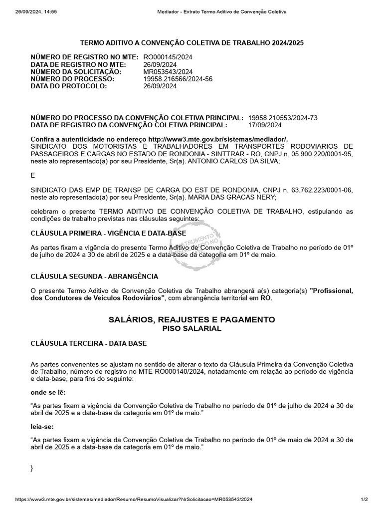 Termo Aditivo-Cct Carga Seca | PDF | Acordo coletivo | Política