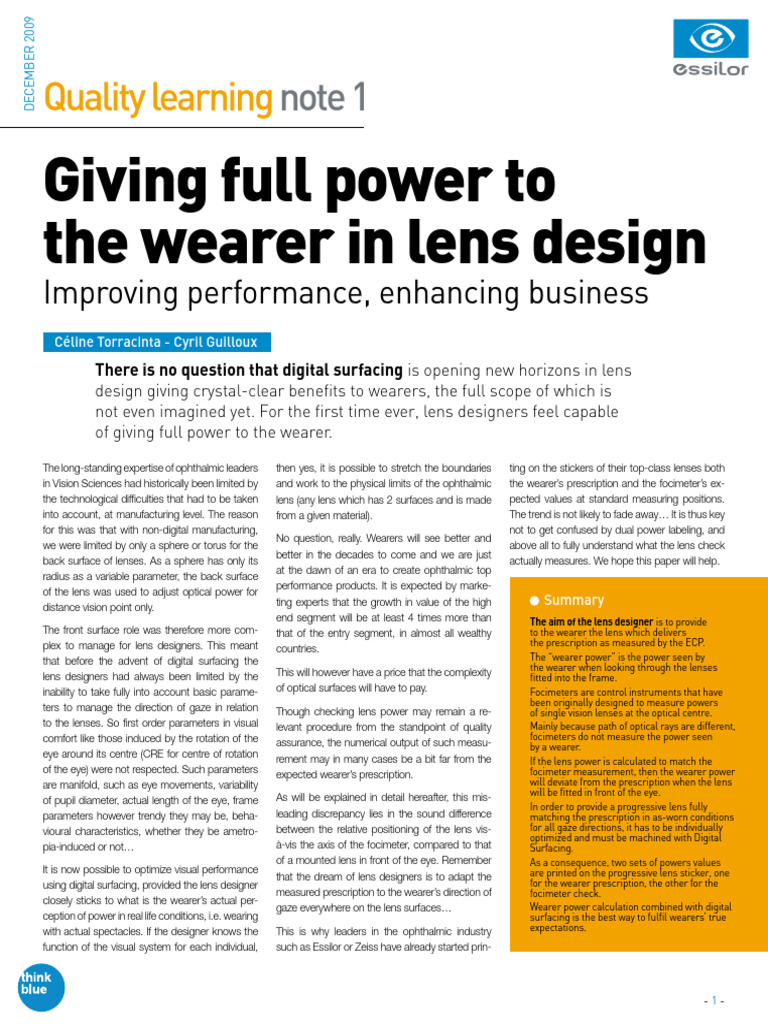Advancements in Digital Lens Design | PDF | Optics | Eye
