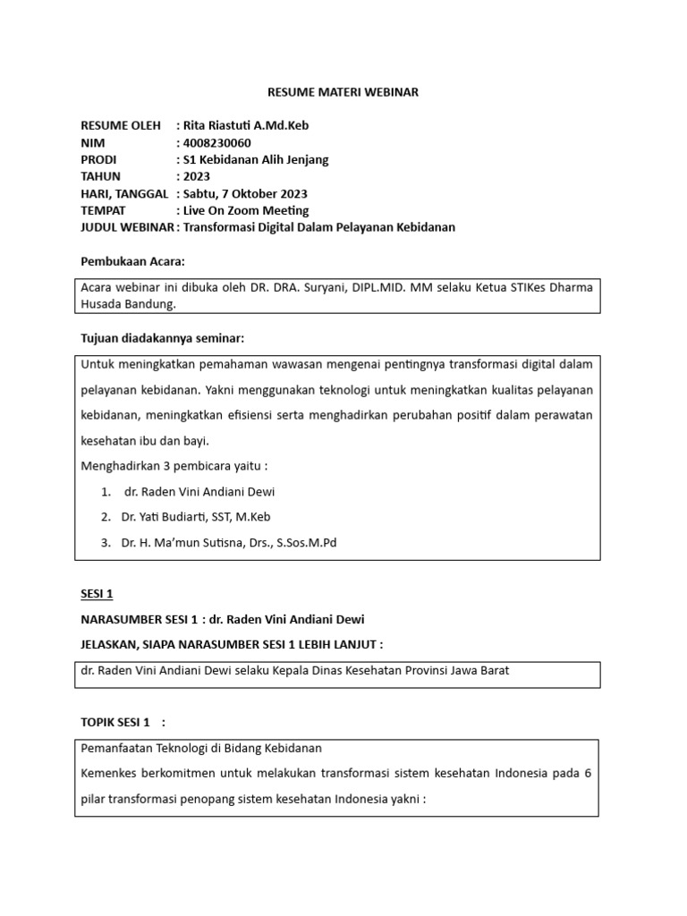 RESUME MATERI WEBINAR | PDF