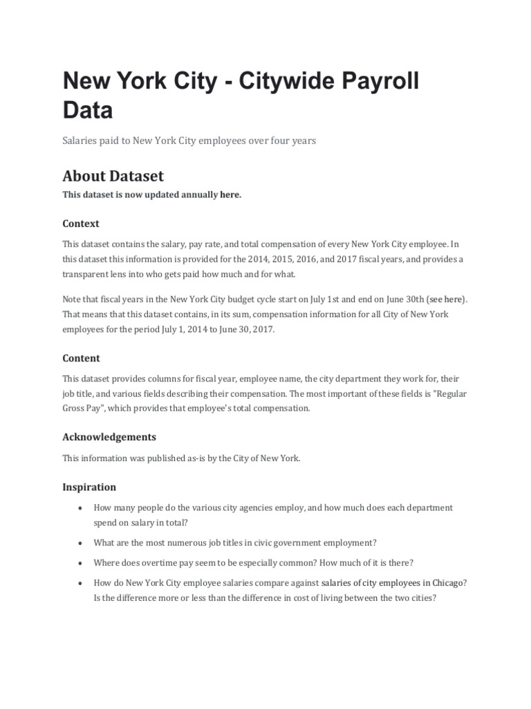 New York City - Citywide Payroll Data | PDF