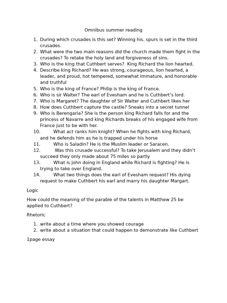 Omnibus Summer Reading | PDF