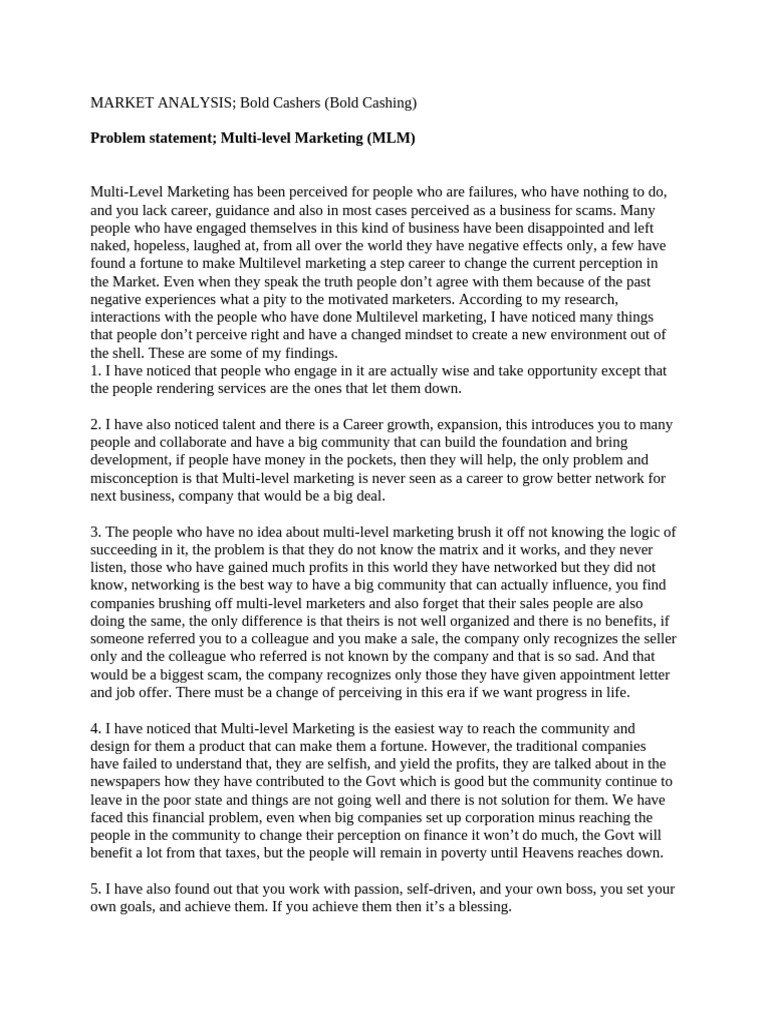 Market Analysis Boldcashers | PDF | Multi Level Marketing | Banks