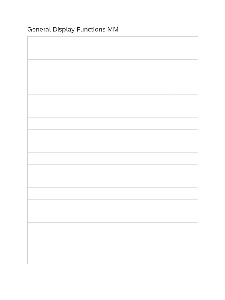 General Display Functions MM | PDF