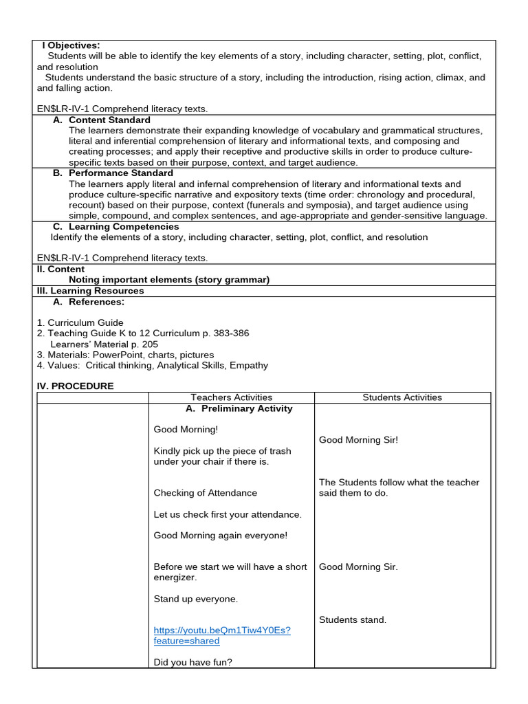 Lesson Plan English Grade 4 Matatag | PDF | The Ugly Duckling | Reading ...