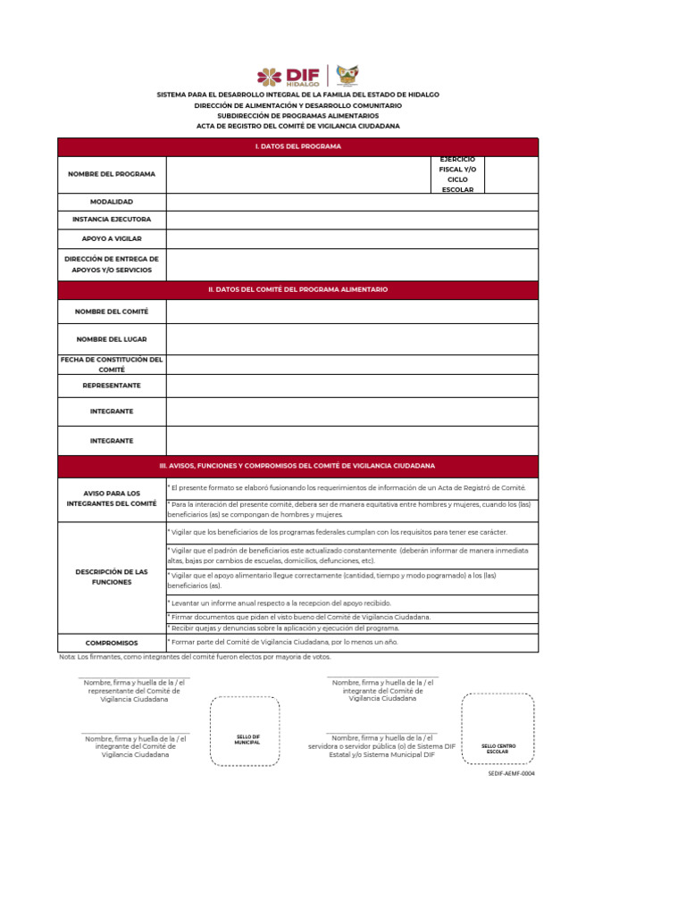 Formato Acta Comite Vigilancia | PDF