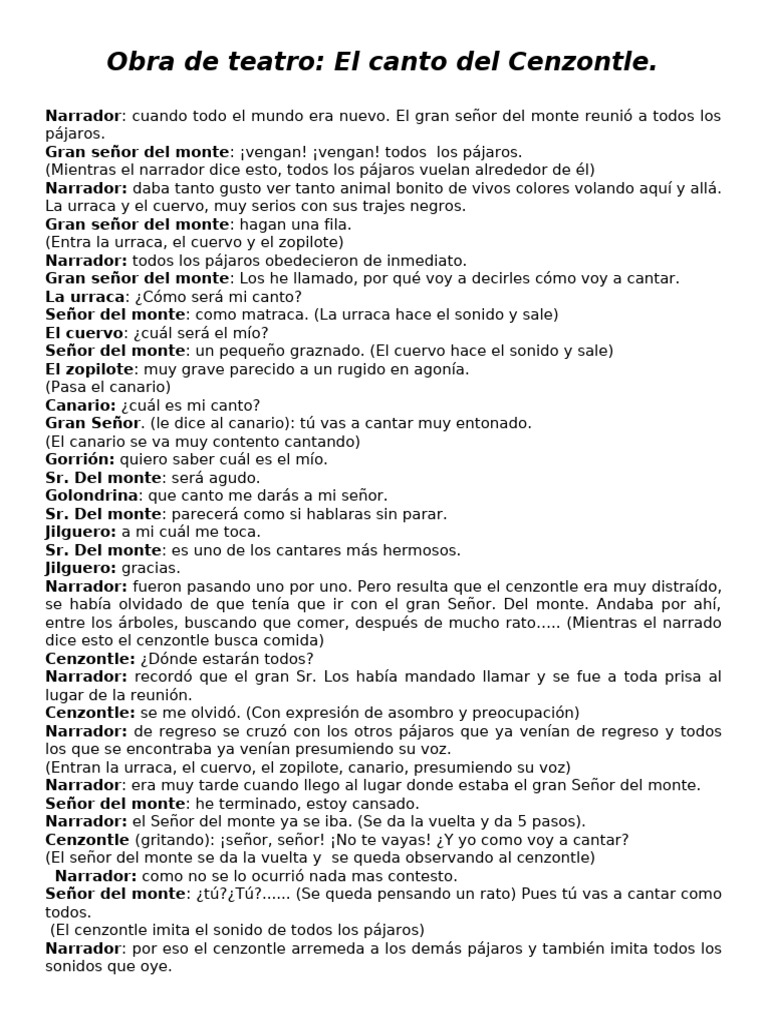 El Canto Del Cenzontle, Guion | PDF