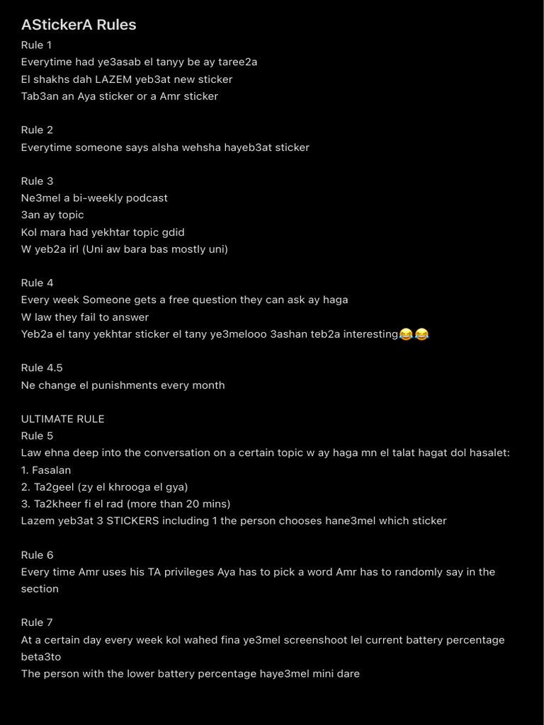 AStickerA Rules 2 | PDF