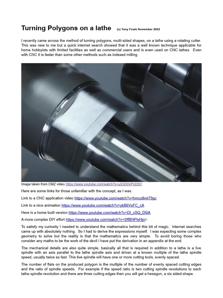 Tonyfoale Polygon Turning | PDF | Gear | Machining