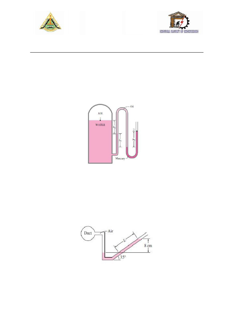 Sheet No. 2 (Fluid Statics) | PDF | Pressure Measurement | Pressure