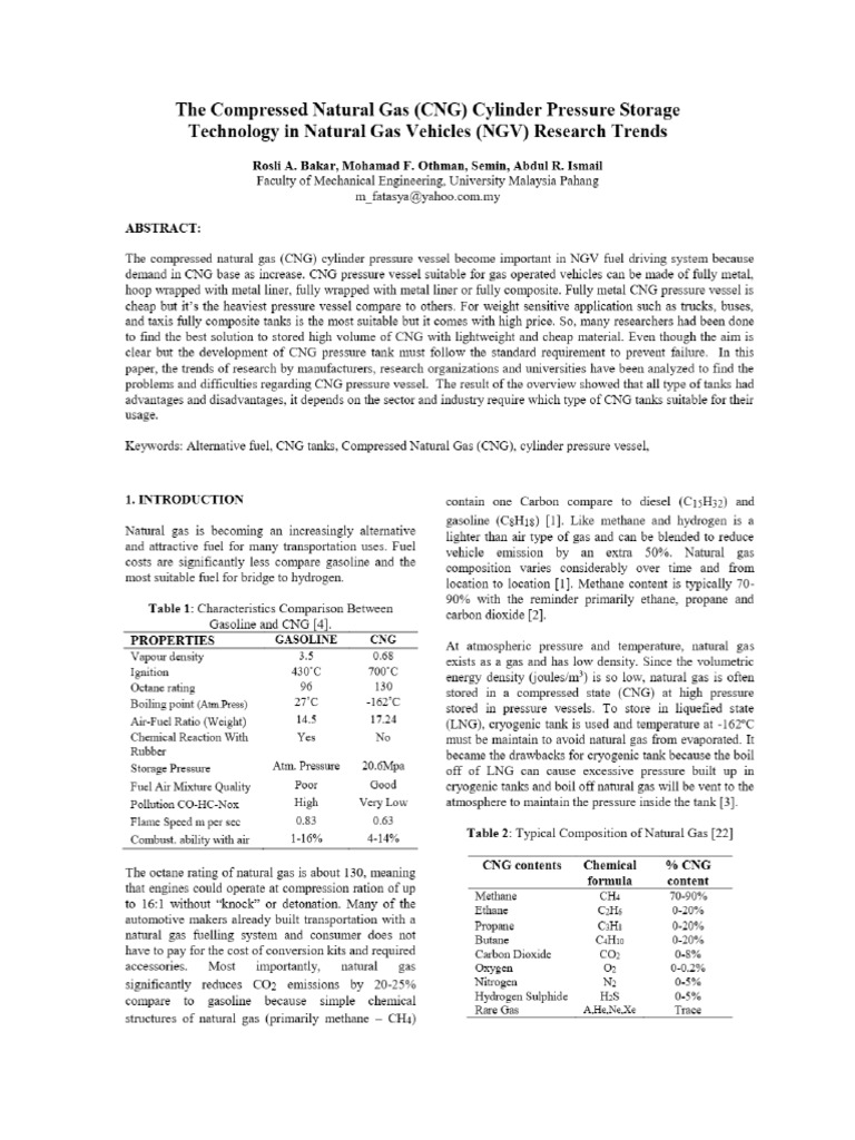 (CNG) Pressure Vessel Technology | PDF