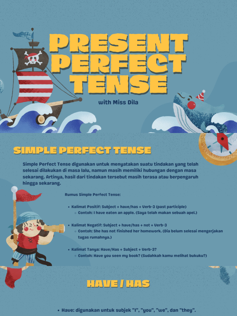Colorful Illustrative English Grammar Present Perfect Tense ...