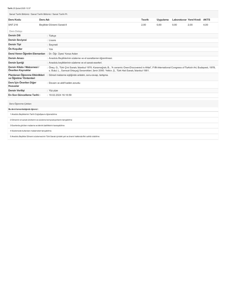 Beylikler dönemi sanatı 2 izlence | PDF