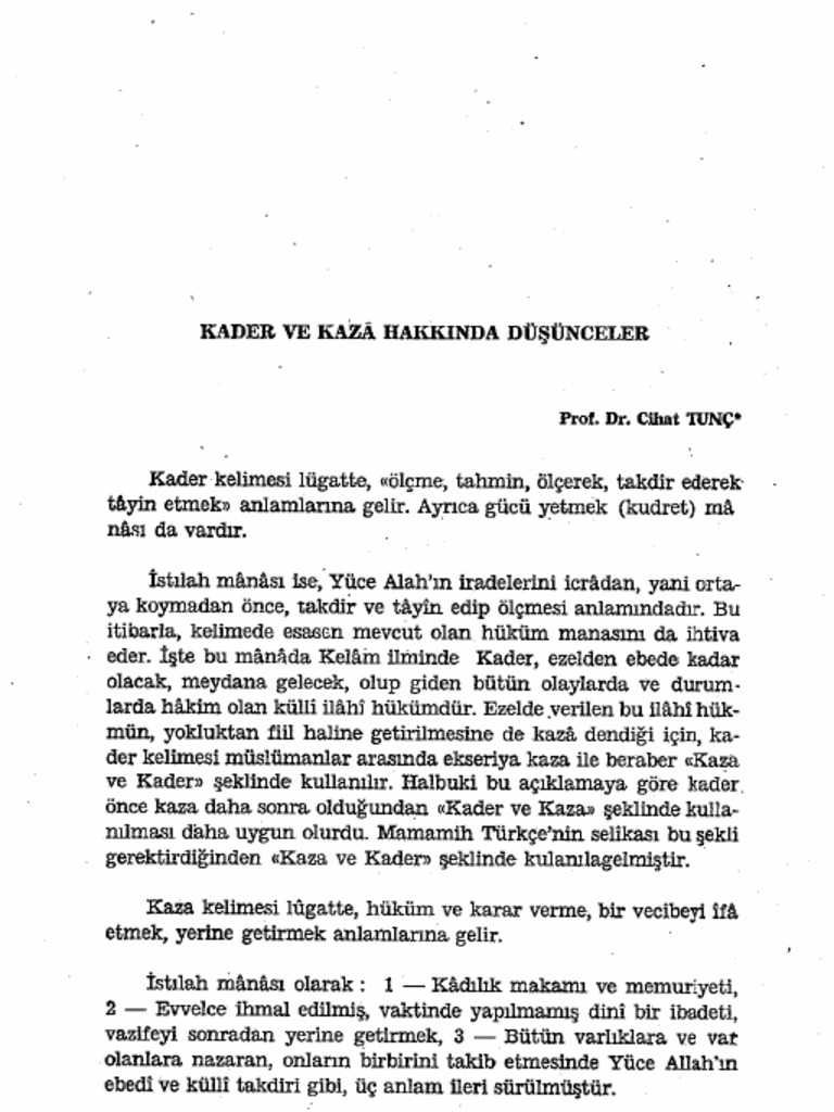 Kader Ve Kaza Hakk - Nda D - Nceler (#79495) - 66839 | PDF