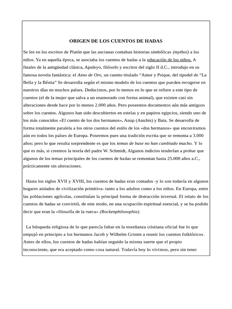 Historia y Psicología de los Cuentos de Hadas | PDF | Cuentos de hadas ...