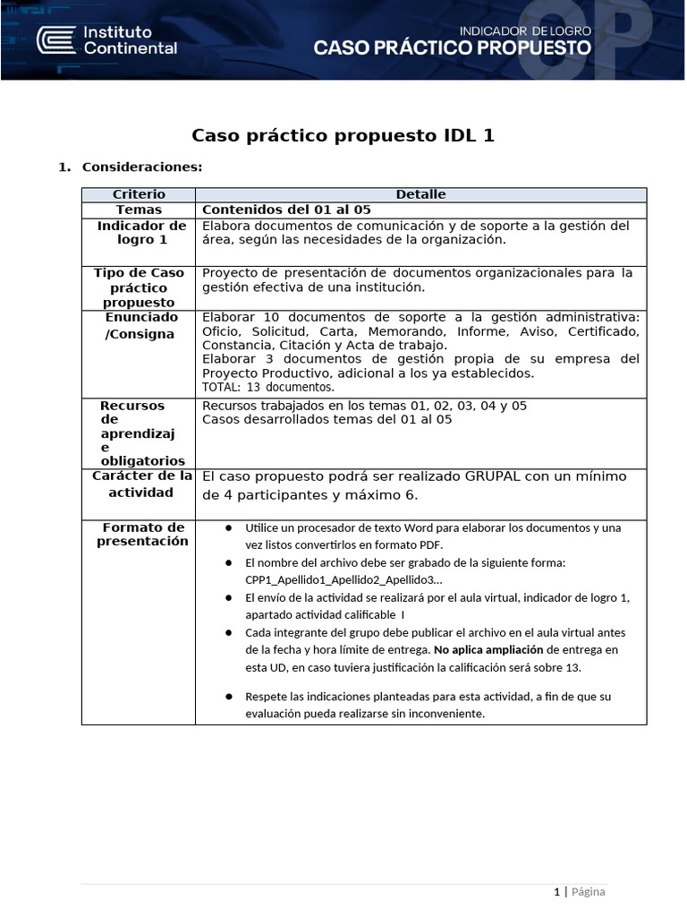 IDL 1 Gestión Documentaria Digital - Caso - Práctico - Propuesto | PDF