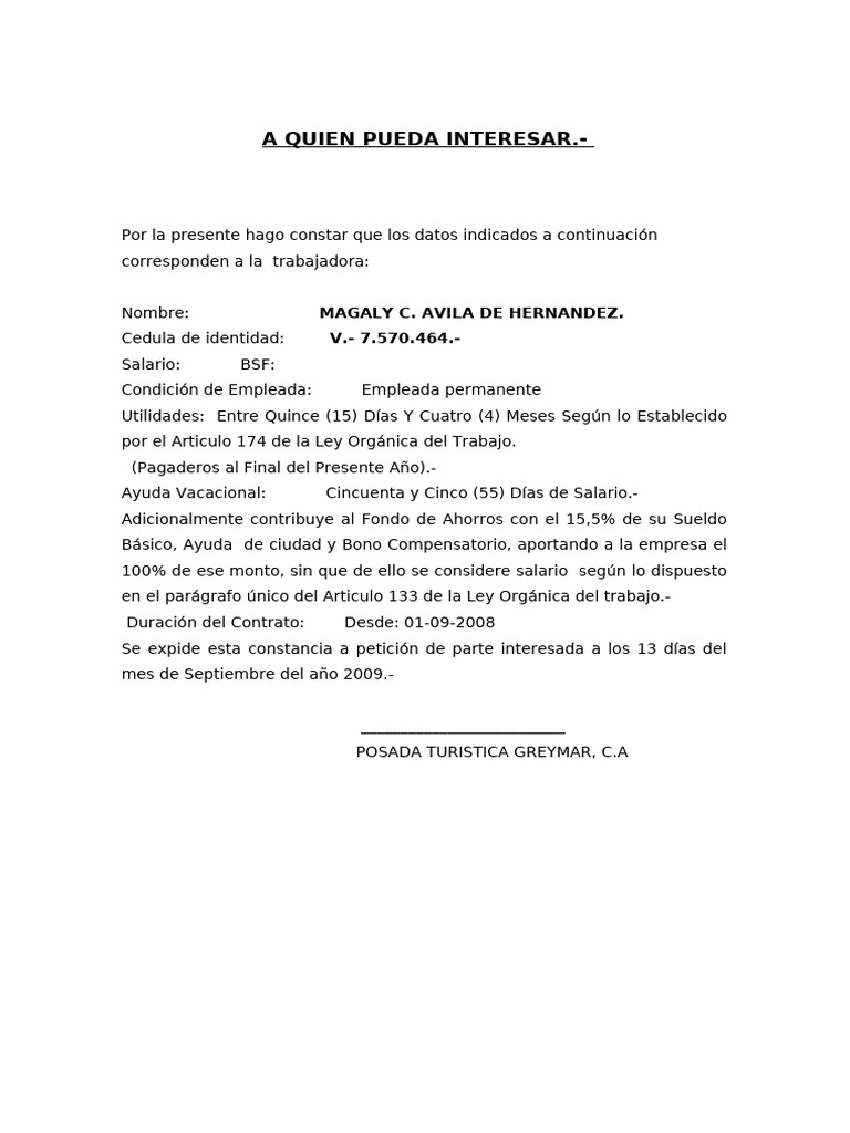 A Quien Pueda Interesar | PDF