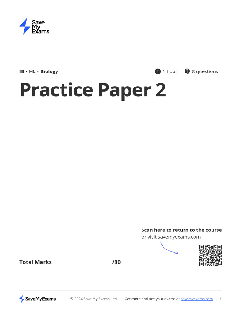 Practice Paper 2 Answers | PDF | Chemical Synapse | Action Potential