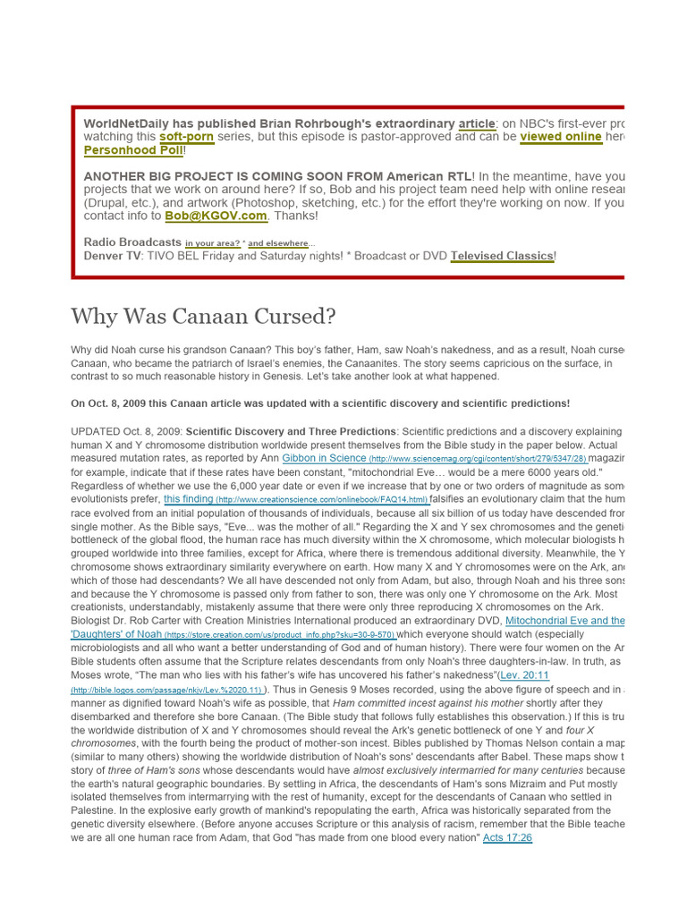 Canaan's Curse: Biblical Genetics Explained | PDF | Ham (Son Of Noah ...