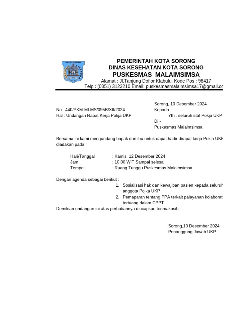 Undangan Sosialisasi PPA DI CPPT | PDF