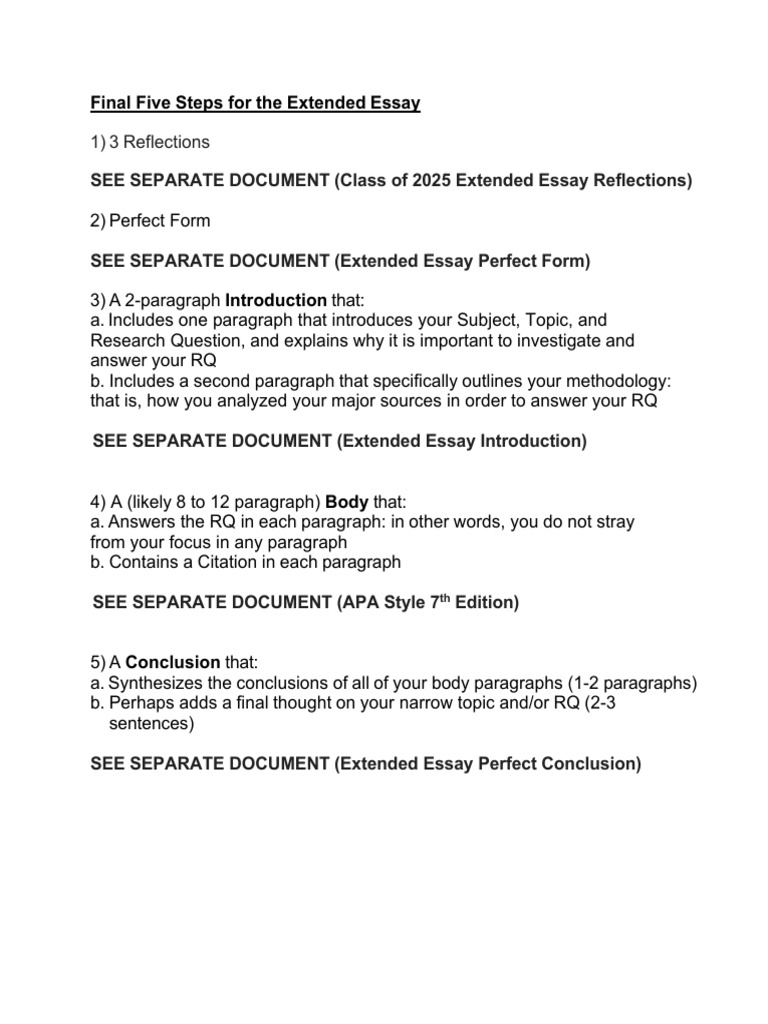 Final Five Steps For The Extended Essay | PDF | Essays | Paragraph