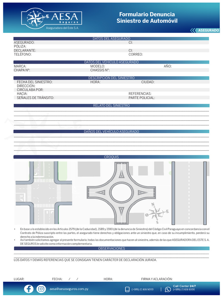 Formulario Nuevo Siniestro Vehicular | PDF | Póliza de seguros