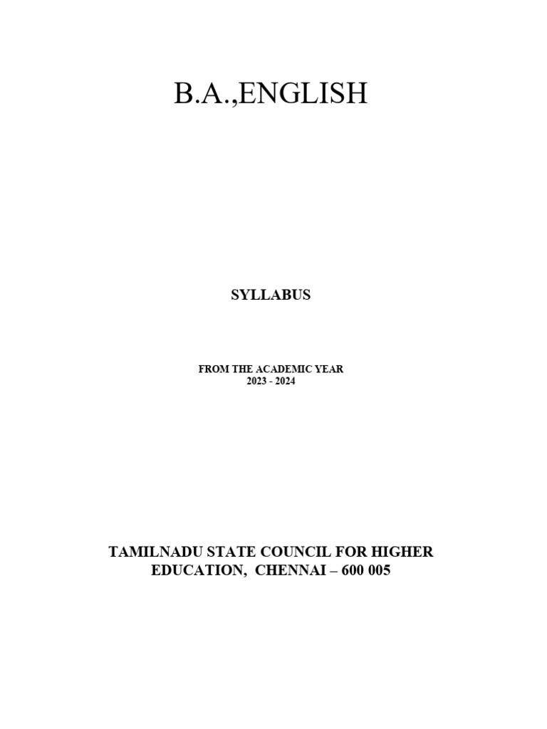 B.A. English Syllabus 2023-2024 | PDF | Knowledge | Curriculum