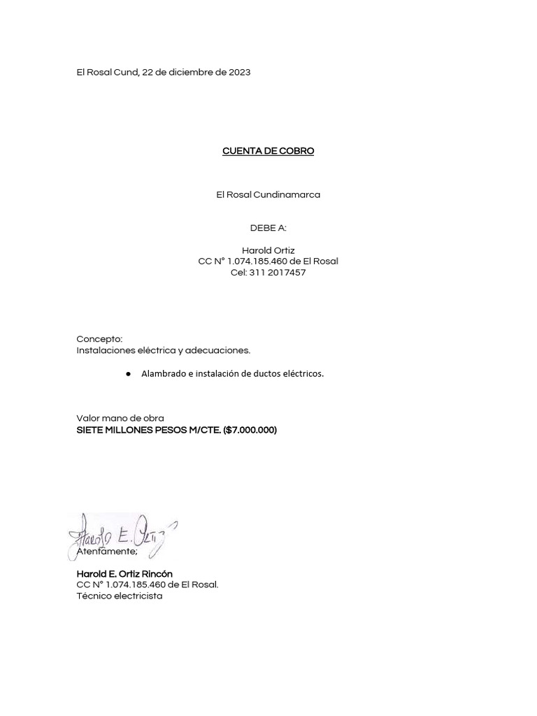 Electriredes Cta Cobro | PDF