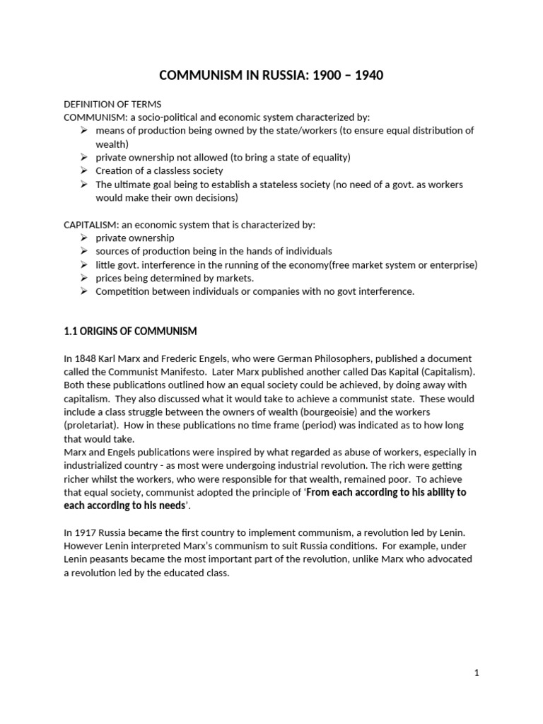Communism in Russia: 1900-1940 Overview | PDF | Leon Trotsky | Joseph ...