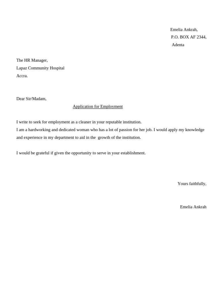 Job Application for Cleaner Position | PDF