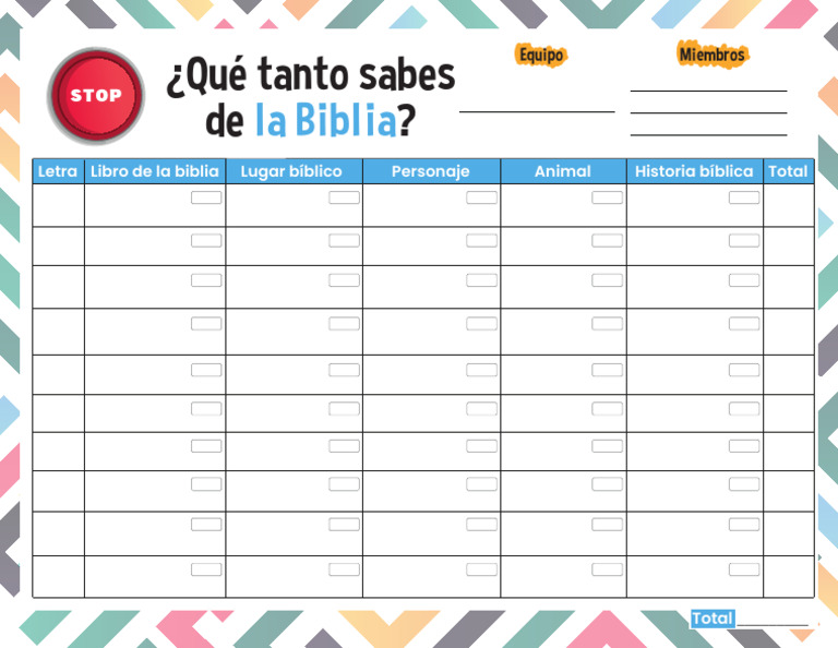 Stop Que Tanto Sabes de Biblia Juego Editable | PDF