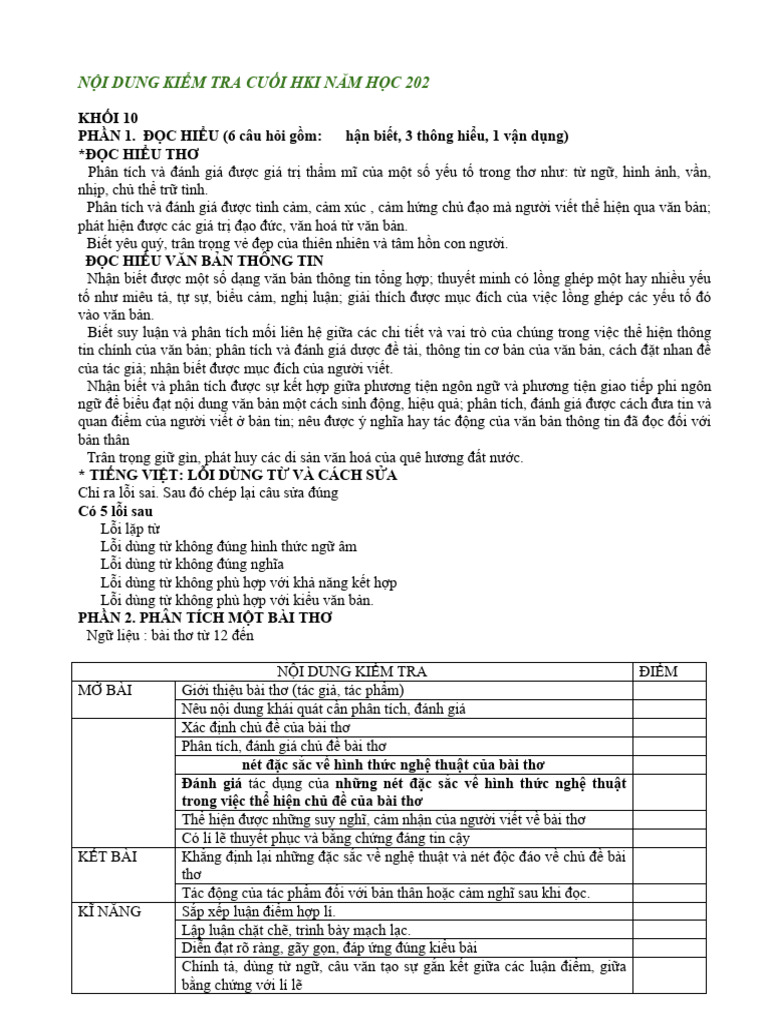 Van 10 - N I Dung Thi HK1 | PDF
