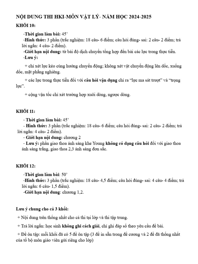 LY_NOI DUNG THI HKI | PDF
