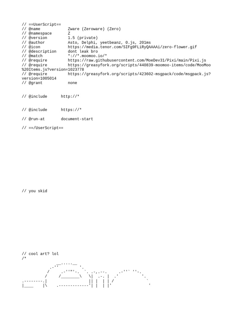 Moomoo.io Zware UserScript Guide | PDF | Computing | Software Development