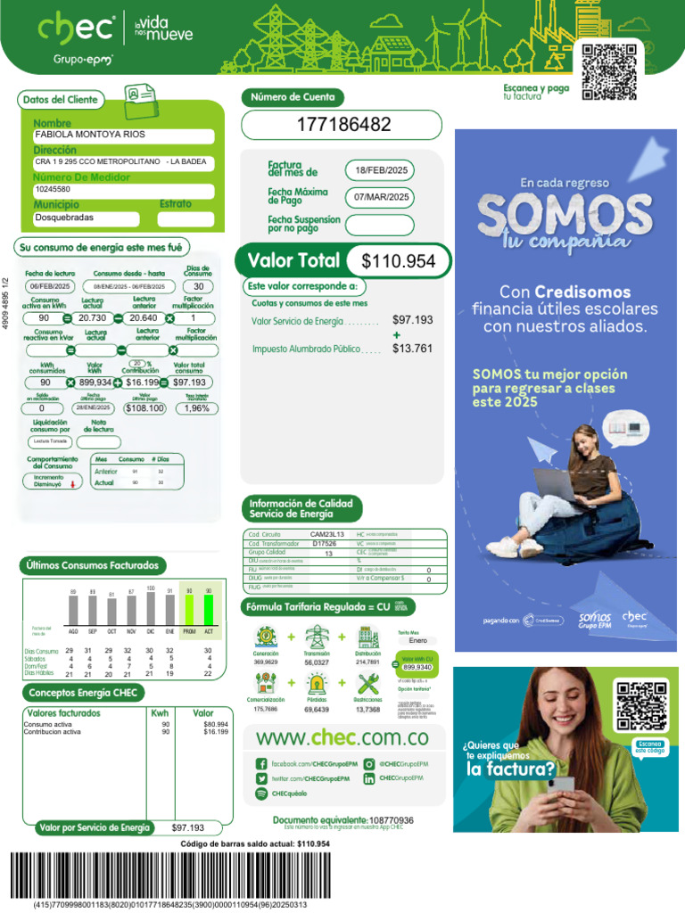 Duplicado de Factura CHEC | PDF