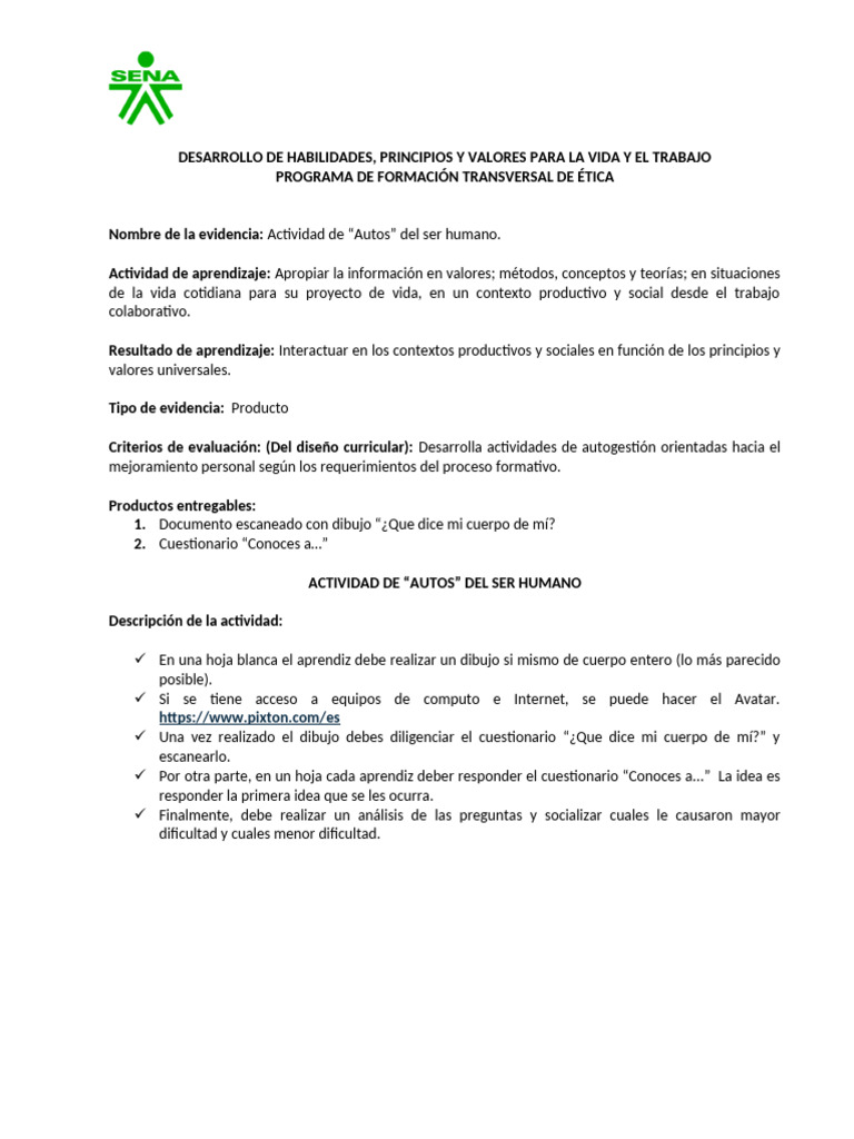 Actividad de Los Autos Del Ser Humano 2 | PDF | Cognición