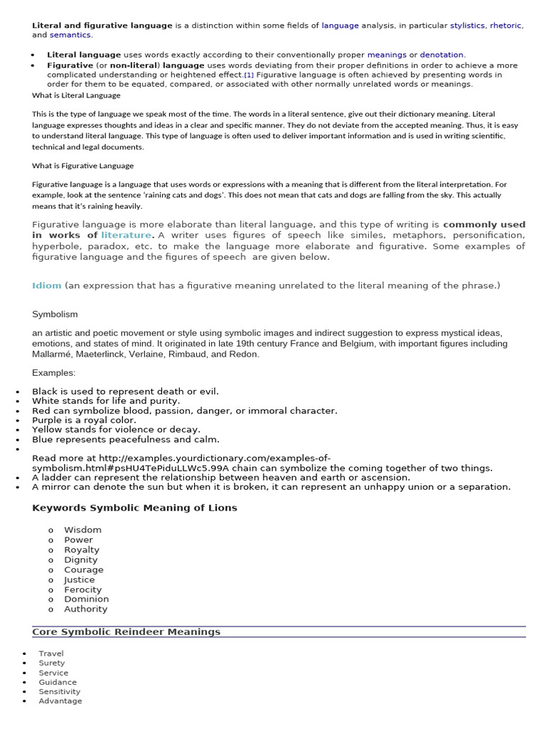 Understanding Literal vs. Figurative Language | PDF | Semantics ...