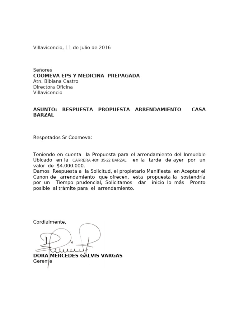 Carta Aceptacion Propuestas | PDF