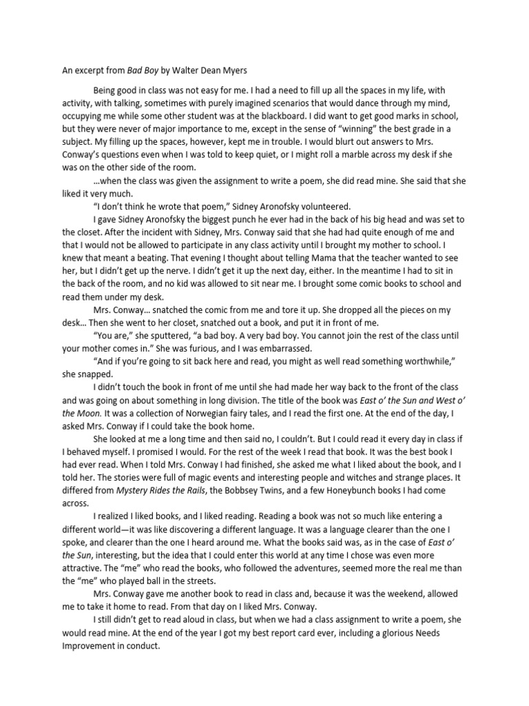 Bad Boy by Walter Dean Myers | PDF