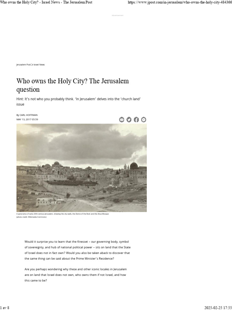 Who Owns The Holy City - Israel News - The Jerusalem Post | PDF | Jerusalem | Israel