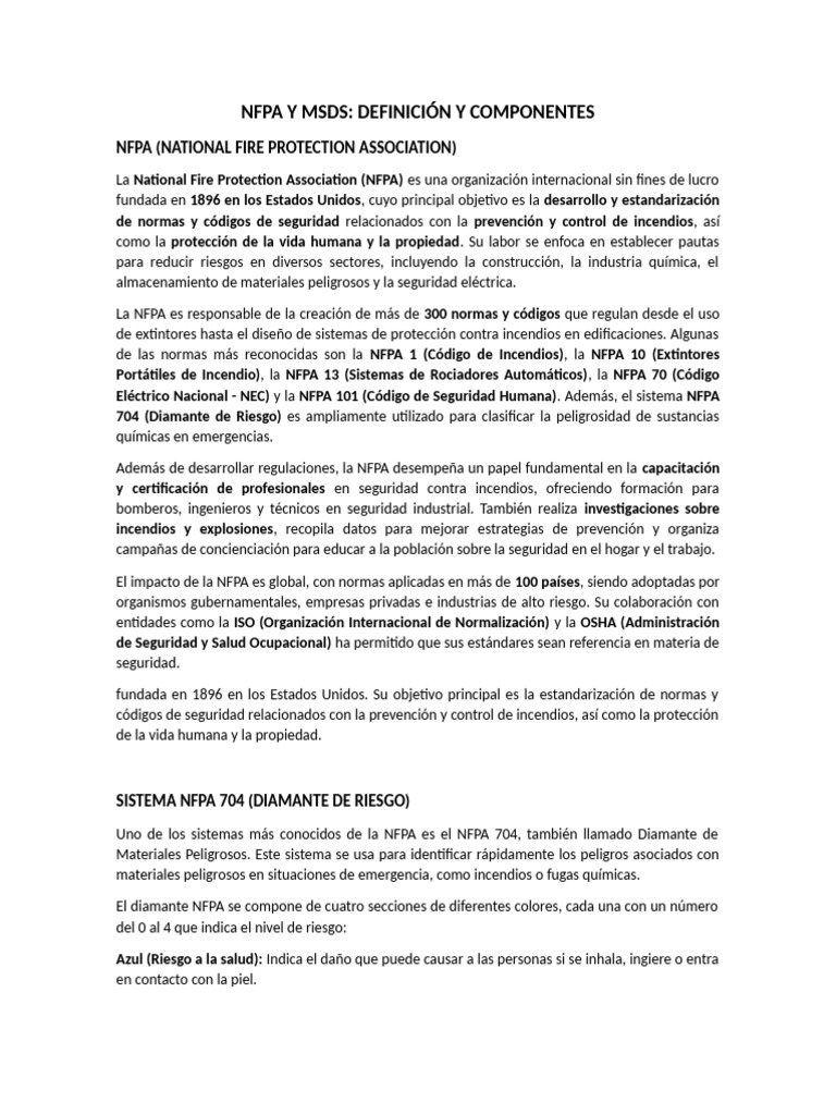 Nfpa y MSDS | PDF | Anestesia | Ácido clorhídrico