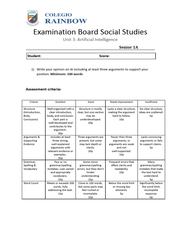 Examination Board Social Studies S1 (AP3) - Febrero.docx (1) | PDF ...