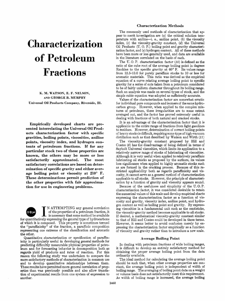 UOP Characterization Factor Methods | PDF | Viscosity | Alloy