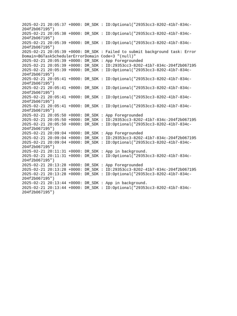 DR_SDK Background Task Errors Log | PDF