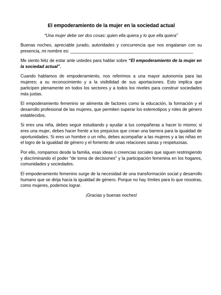 Empoderamiento de La Mujer | PDF
