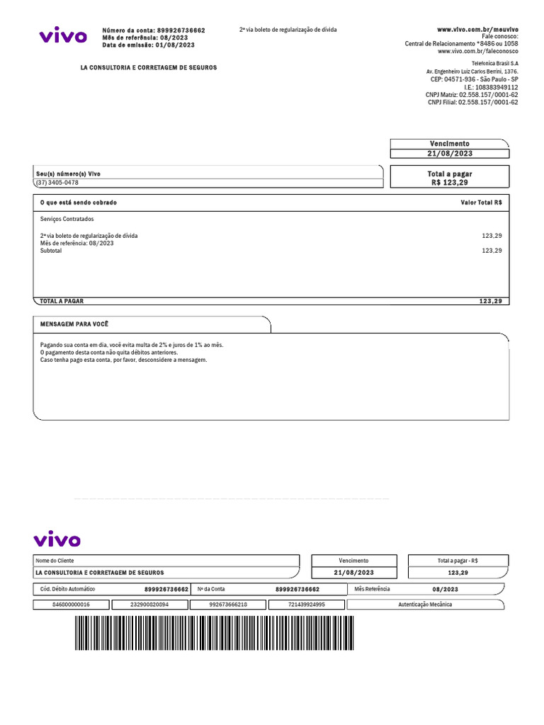 Vivo - 899926736662 2 | PDF | Tecnologia bancária | Pagamentos