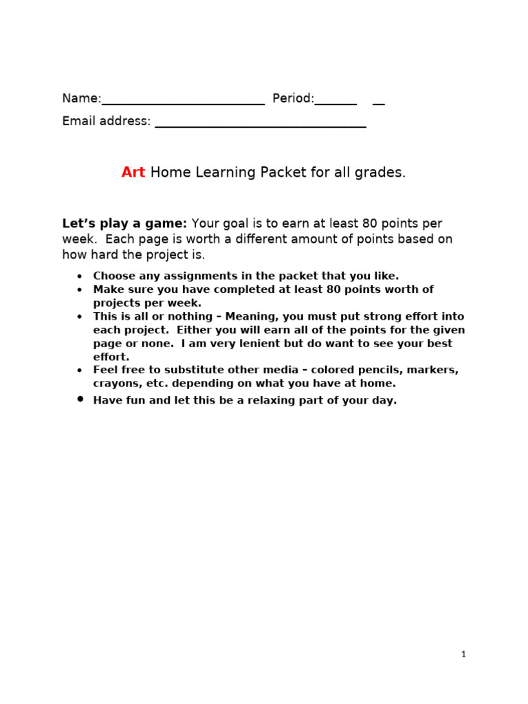 Art Activities for Students | PDF | Color | Drawing