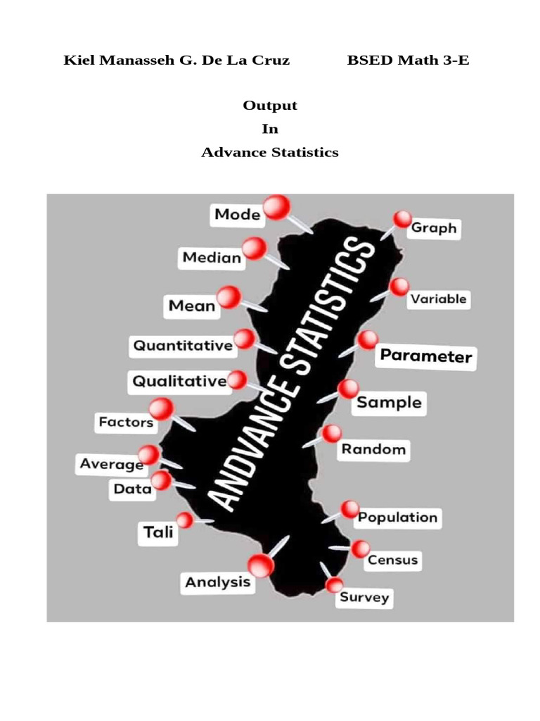 Kiel Manasseh G. de La Cruz BSED Math 3-E Output in Advance Statistics | PDF