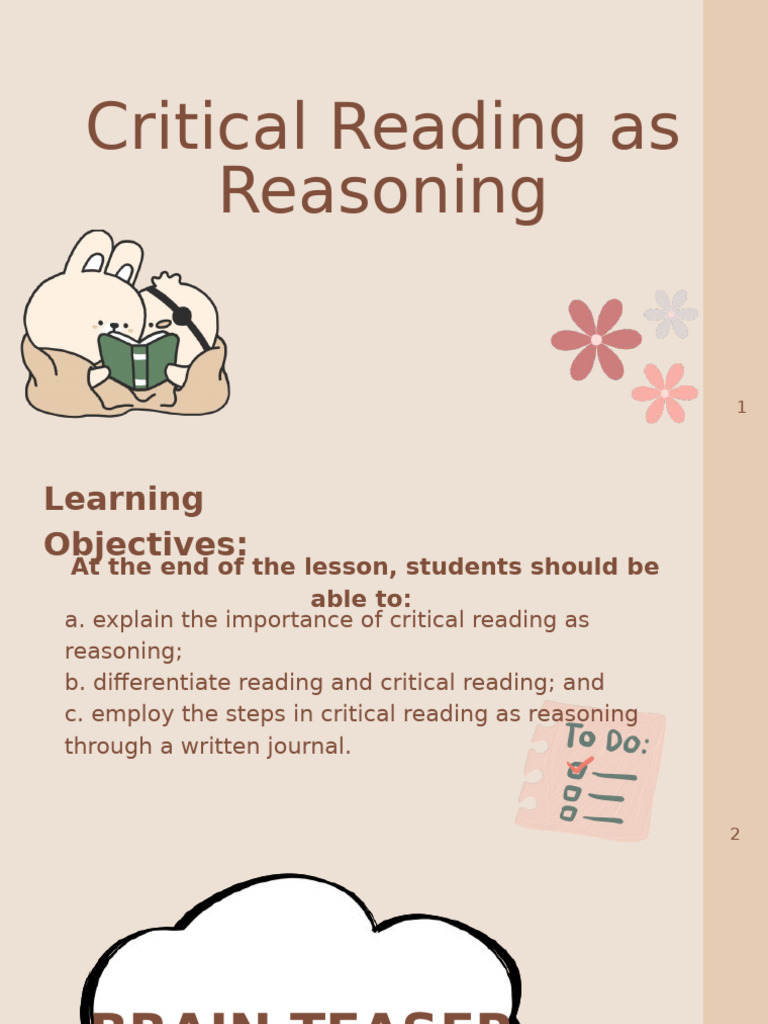Critical Reading and Reasoning Skills | PDF | Argument | Epistemology