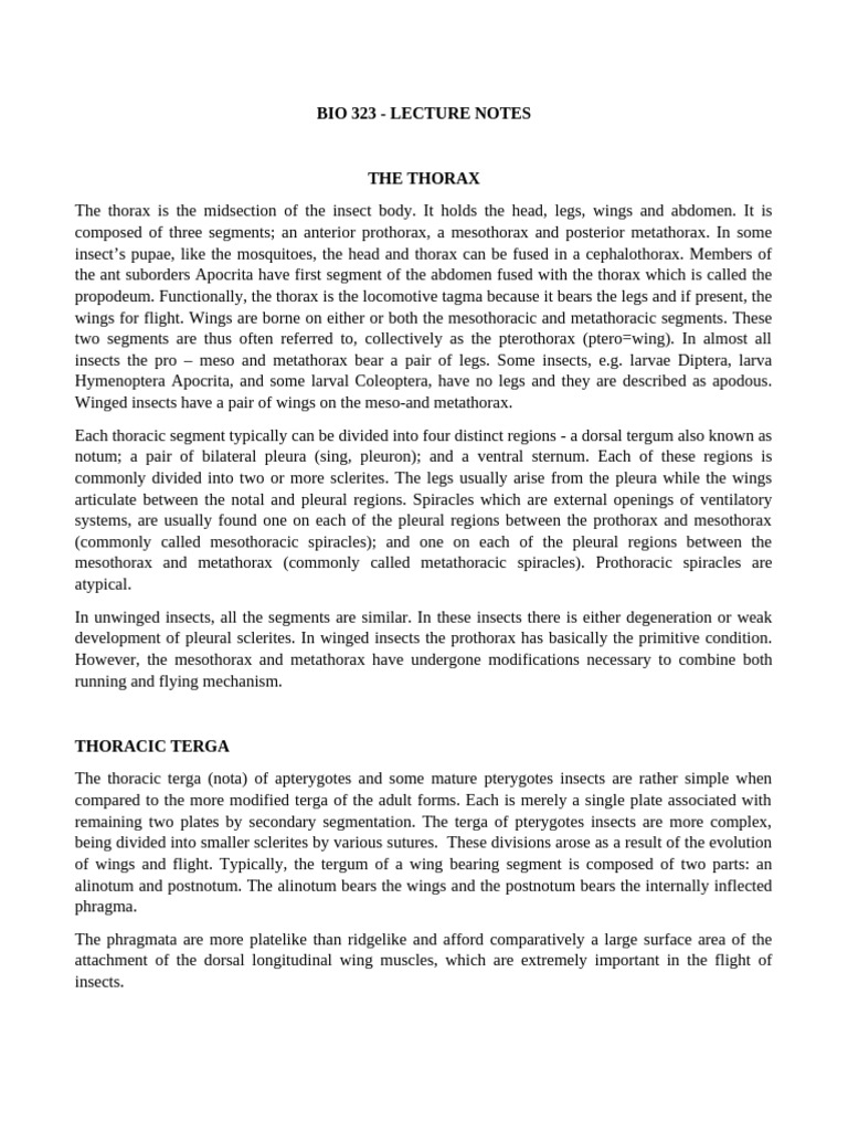 Lecture Notes Entomology | PDF | Arthropodology | Insects